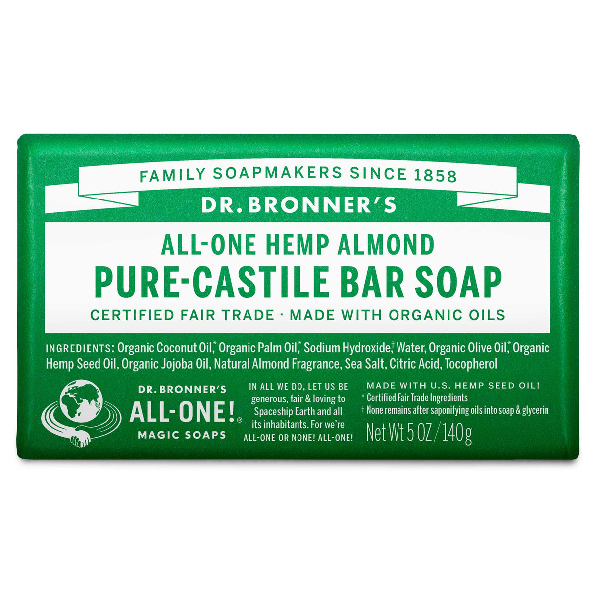 Almond Pure-Castile Bar Soap with Organic Ingredients | Dr. Bronner's