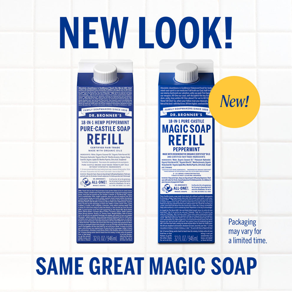 Buy Peppermint Castile Soap Refill Cartons - Reduce Plastic – Dr. Bronner's