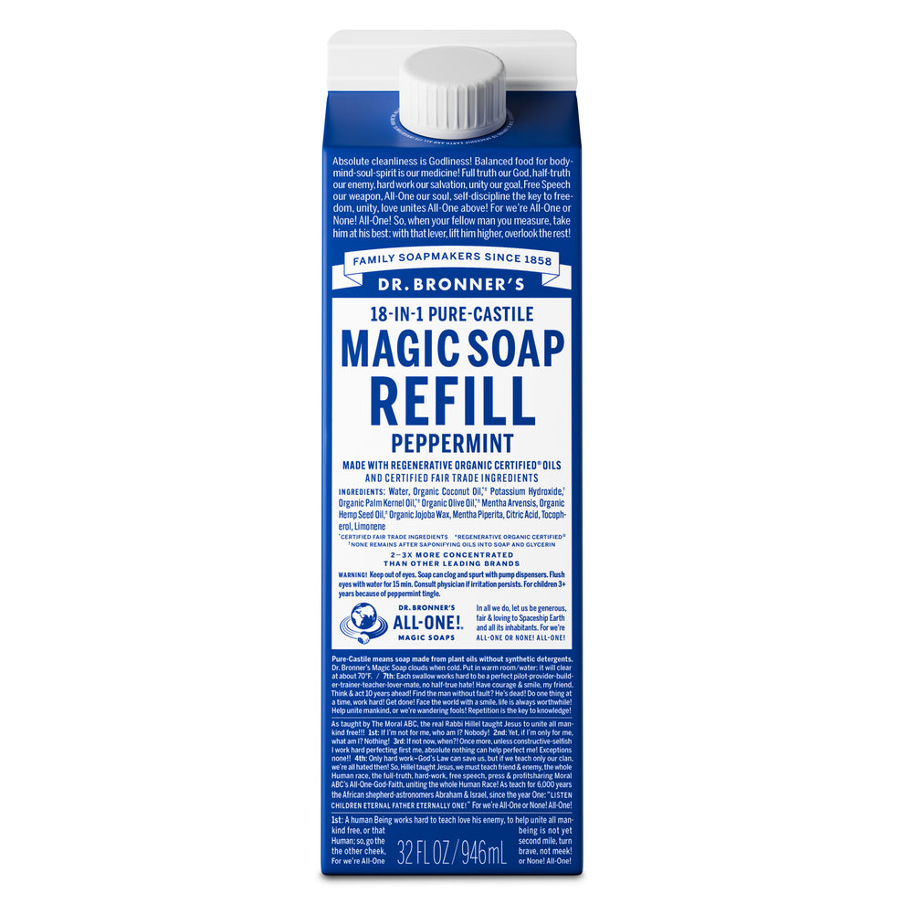 Buy Peppermint Castile Soap Refill Cartons - Reduce Plastic – Dr. Bronner's