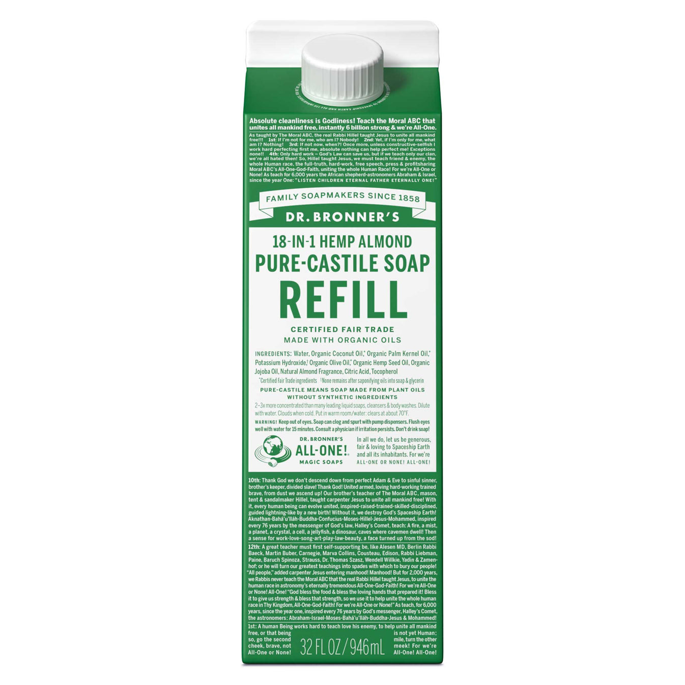 Buy Almond Castile Soap Refill Cartons - Reduce Plastic – Dr. Bronner's