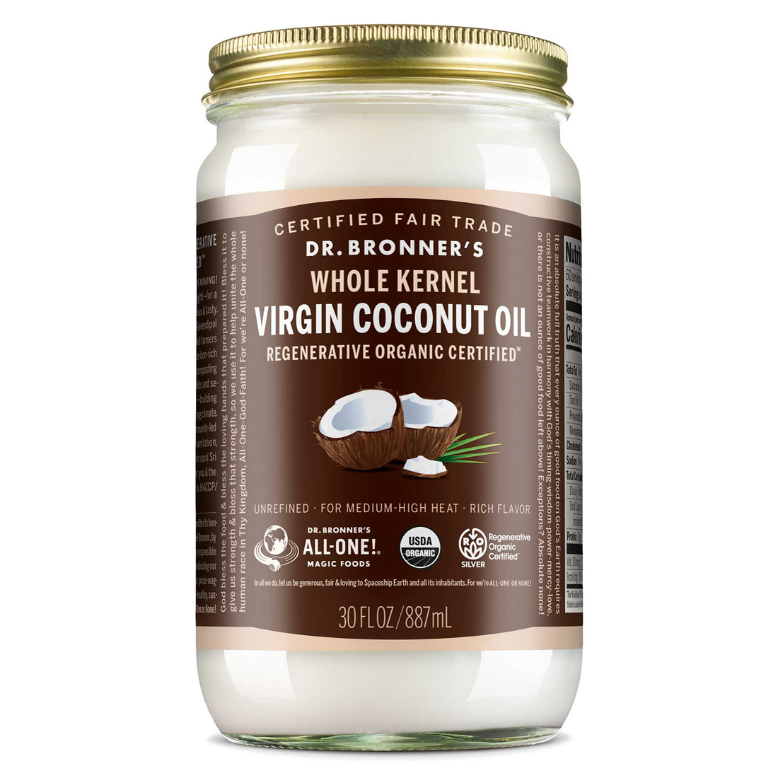 Organic Whole Kernel Virgin Coconut Oil | Dr. Bronner's