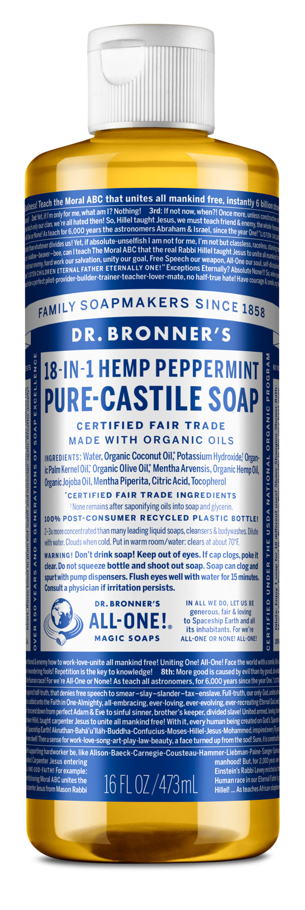 Buy Peppermint Castile Soap - Liquid Wash for Body, Home & More – Dr ...